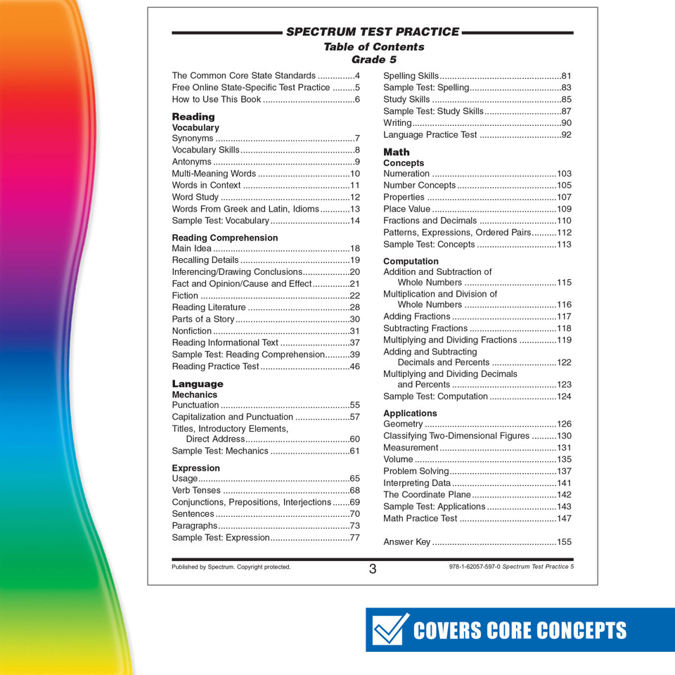 Grade 5 Spectrum Test Practice Workbook eBook (PDF)