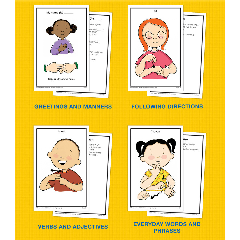 Grade PK-2 Let's Learn Sign Language Learning Cards