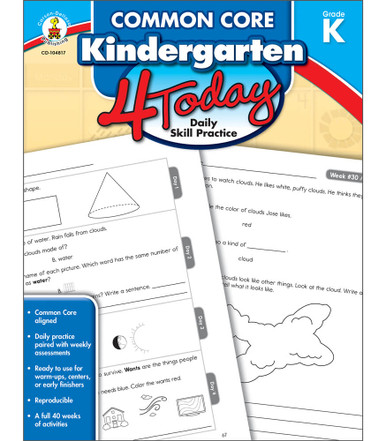Common Core Kindergarten 4 Today Workbook Grade K eBook