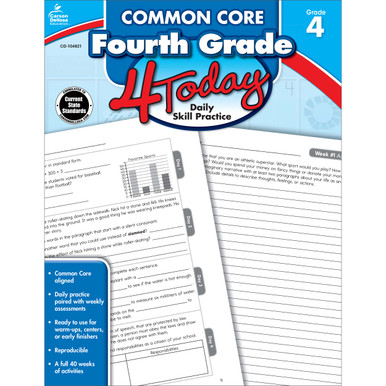 Grade 4 Common Core Fourth Grade 4 Today Workbook Paperback