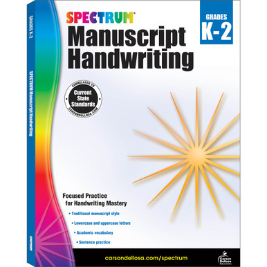 Grade K-2 Spectrum Manuscript Handwriting Workbook eBook (PDF)
