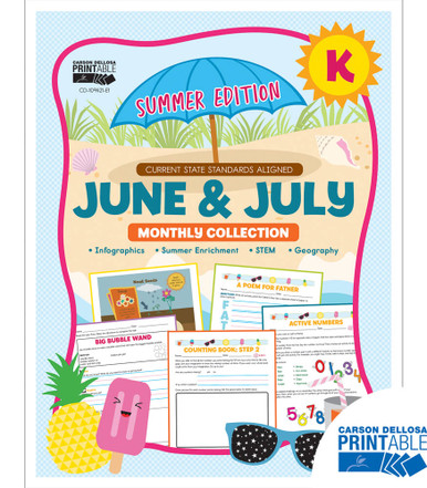 June and July Monthly Printable Collection Grade K