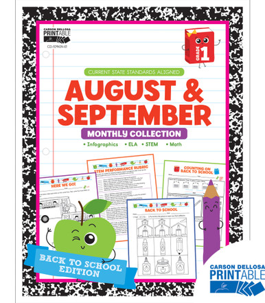 August & September Monthly Printable Collection Grade 1