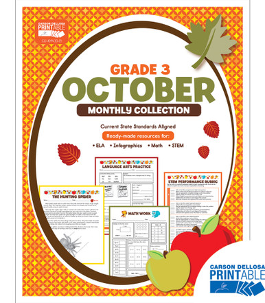 October Monthly Printable Collection Grade 3