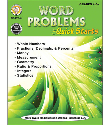 Grade 4-12 Word Problems Quick Starts Workbook Paperback