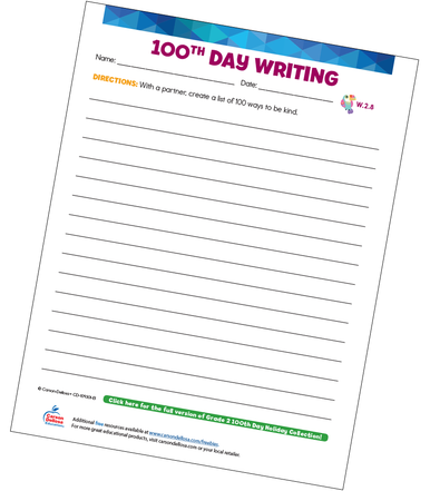 100th Day Writing Prompt Free Printable | Carson Dellosa