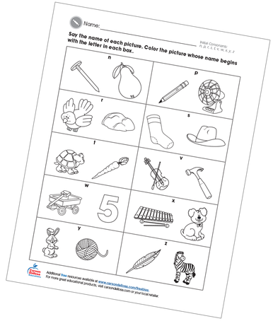 Initial Consonants nprstvwxyz Free Printable | Carson Dellosa
