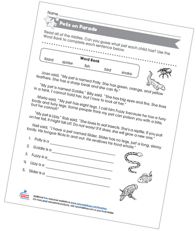 Pets on Parade Free Printable | Carson Dellosa
