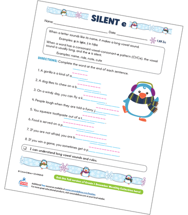 Silent e Free Printable | Carson Dellosa