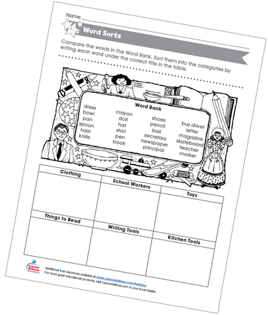 Word Sorts Vocabulary Free Printable | Carson Dellosa