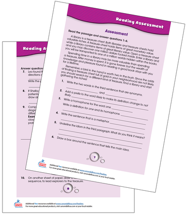 Reading Assessment Grades 4-5 Free Printable | Carson Dellosa