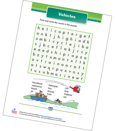 Vehicles Free Printable | Carson Dellosa