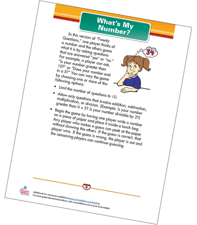 What's My Number? Free Printable | Carson Dellosa