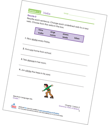 Writing Verbs Free Printable | Carson Dellosa