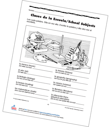 School Subjects Bilingual Spanish Free Printable | Carson Dellosa