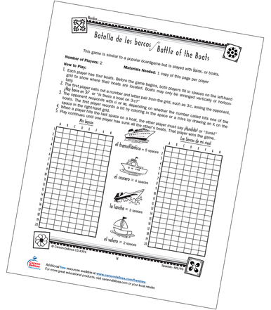Battle of the Boats Game Spanish Free Activity | Carson Dellosa