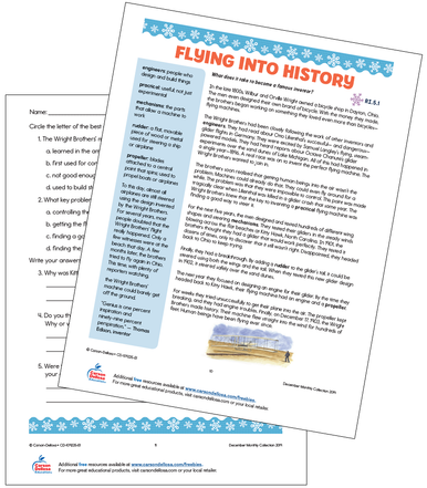 Flying Into History With The Wright Brothers Free Printable | Carson ...