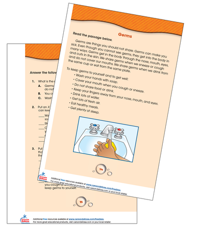 Germs Reading Comprehension Free Printable | Carson Dellosa