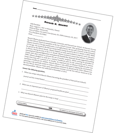 Barack Obama Free Printable | Carson Dellosa
