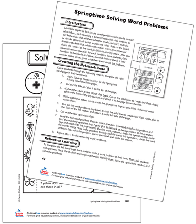 Springtime Solving Word Problems Free Printable | Carson Dellosa