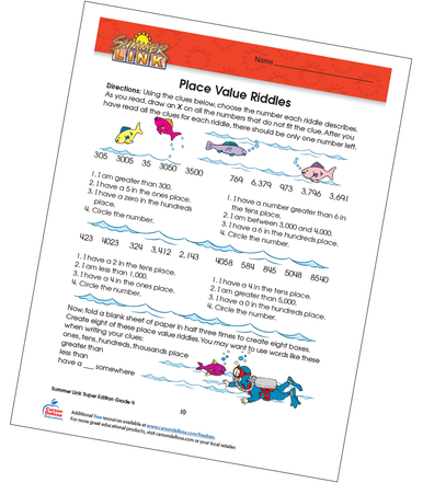 Place Value Riddles Free Printable | Carson Dellosa