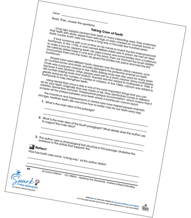 Evidence-Based Reading: Taking Care of Teeth Free Printable | Carson ...
