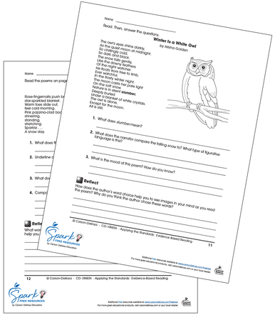 Evidence-Based Reading: Winter Poetry Free Printable | Carson Dellosa