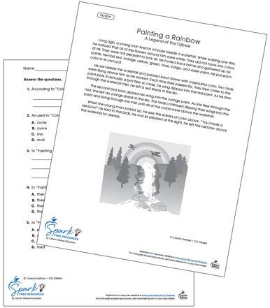 Paired Passages for Critical Thinking: Rainbows Free Printable | Carson ...