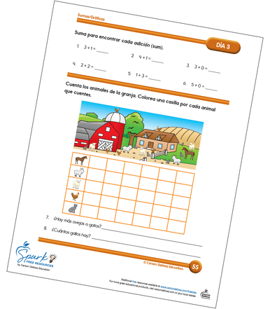Summer Bridge Activities Spanish Grade K-1 Adding, Counting, and ...
