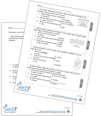 Holidays and Gifts: Christmas, Hanukkah, Kwanzaa Patterning Free Printable