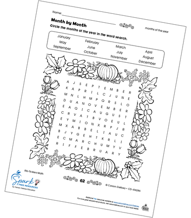 Months of the Year Word Search Free Printable | Carson Dellosa