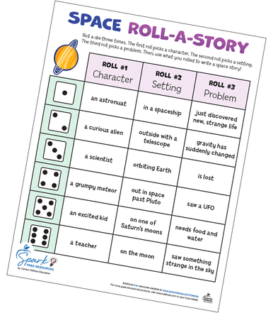 Space Roll-A-Story Free Printable | Carson Dellosa