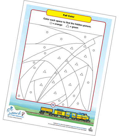 Fall Color by Shape Hidden Picture Free Printable | Carson Dellosa