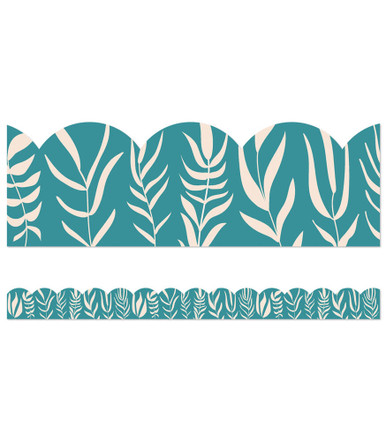 Teal with Leaves Scalloped Bulletin Board Borders 39'