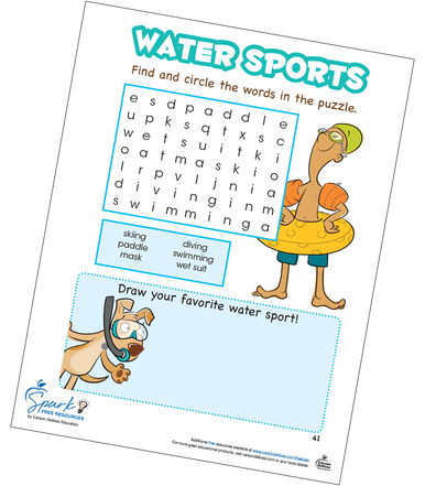 Water Sports Word Search Free Printable | Carson Dellosa