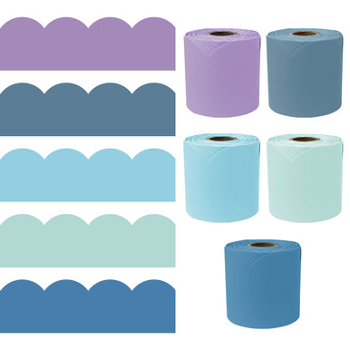 65' Boho Blues 5 Pack Rolled Bulletin Board Border Set