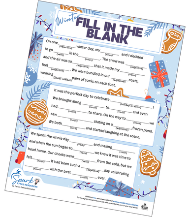 Fill-in-the-Blank Fun Winter Story Free Printable | Carson Dellosa