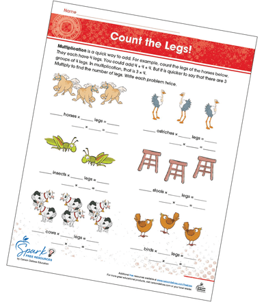 Count the Legs! Multiplication Free Printable | Carson Dellosa