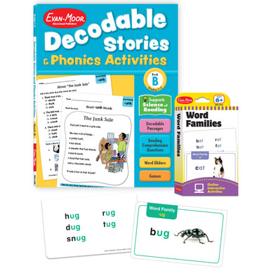 Grade K-1 Decodable Stories and Phonics Activities Level B Workbook and ...
