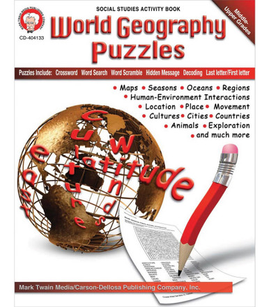 Grade 6-12 World Geography Puzzles Resource Book Paperback