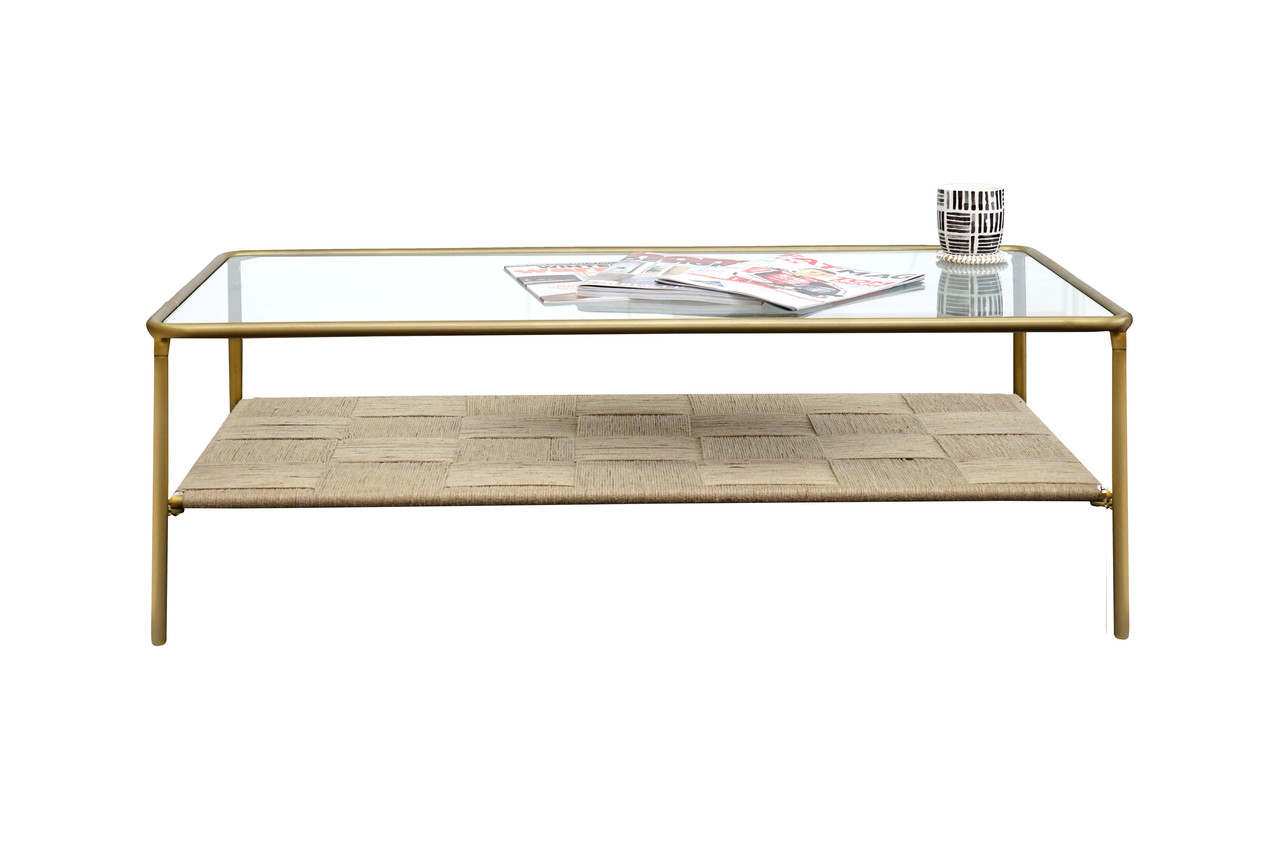 Thomastown Evon Glass Top Jute Coffee Table| Roomlane