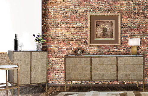 Evon Mango Wood & Jute TV Unit Brass Finish | Roomlane Melbourne