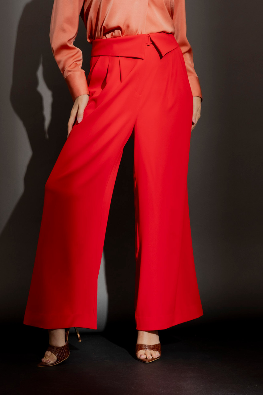 Red Euro Fold Over Pant | Women's Wide Leg Pants