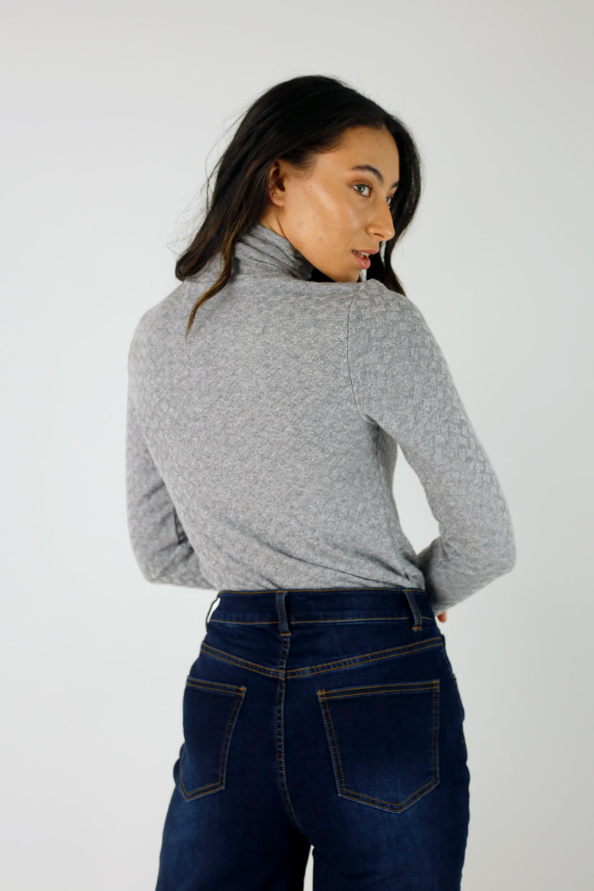 Grey Sparkle Skivvy | Women's Tops - Motto Fashions