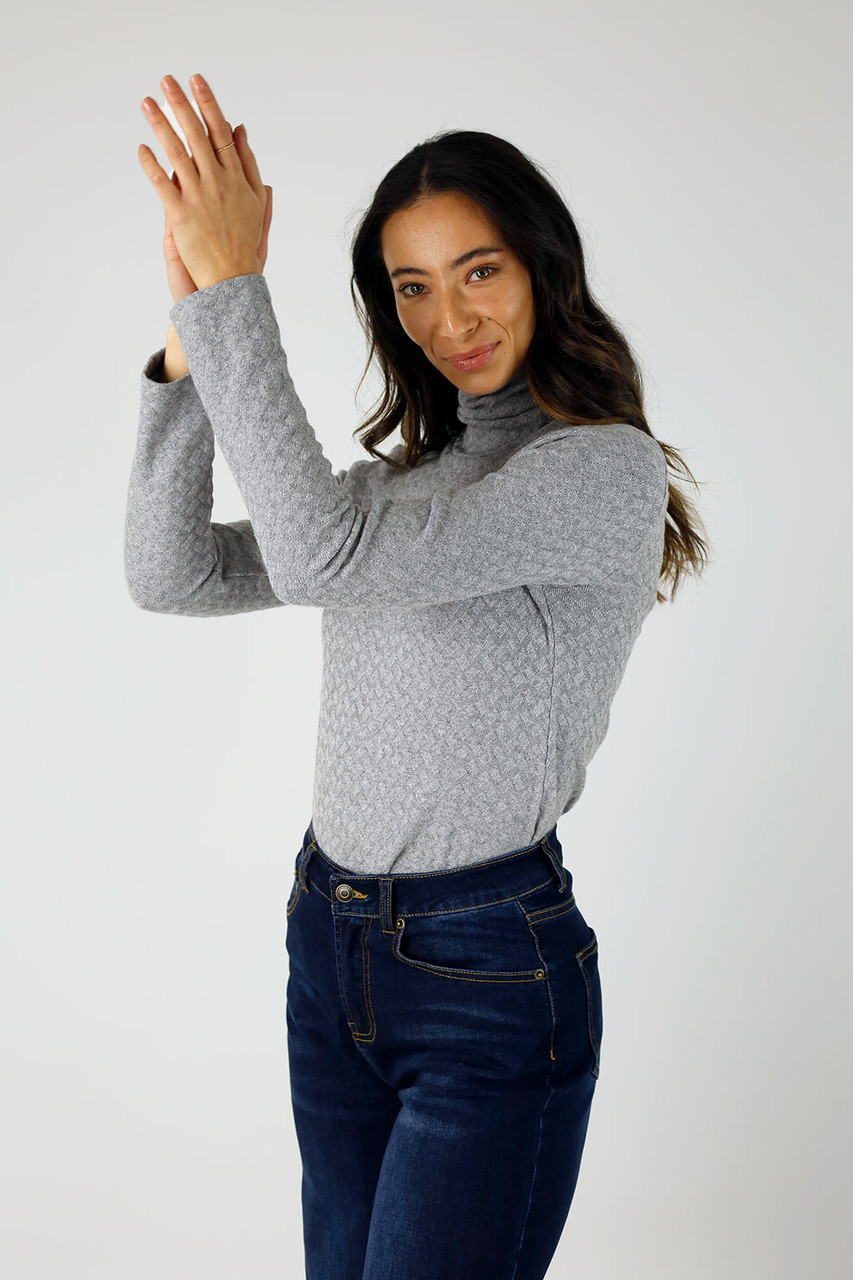 Grey Sparkle Skivvy | Women's Tops - Motto Fashions