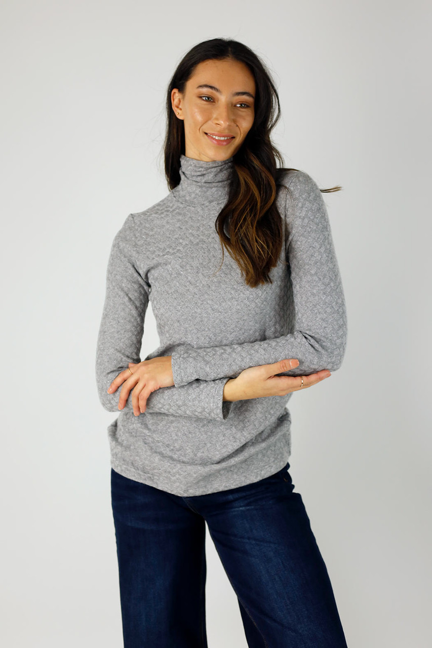 Grey Sparkle Skivvy | Women's Tops - Motto Fashions