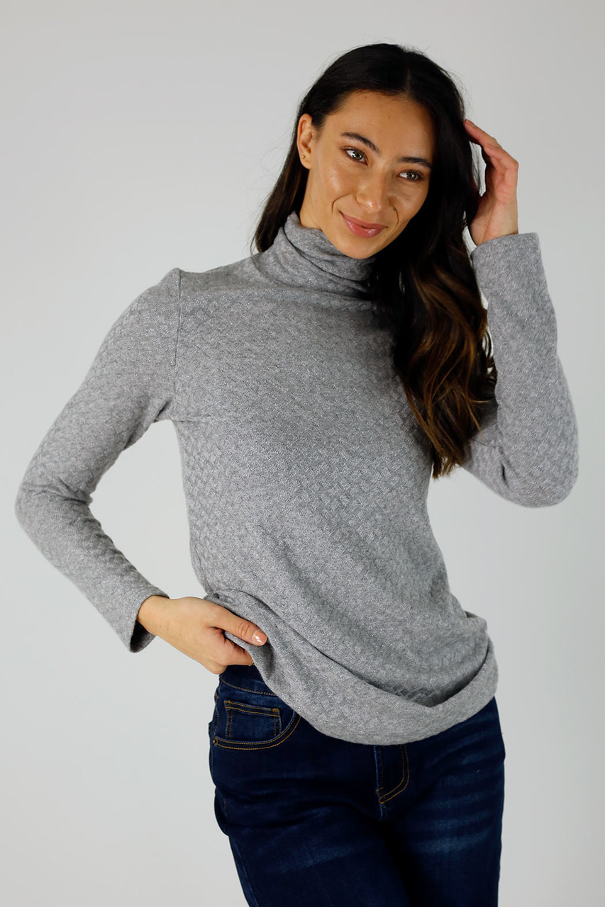Grey Sparkle Skivvy | Women's Tops - Motto Fashions