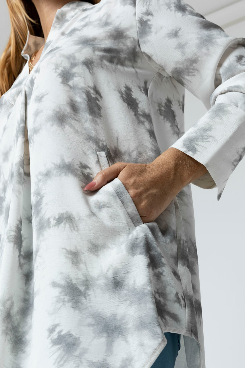 White Tie Dye Tunic Womens Tops Motto Fashions