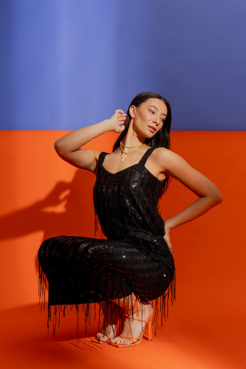 Black Sequin Tassel Cami Buy Sequin Camisoles Online