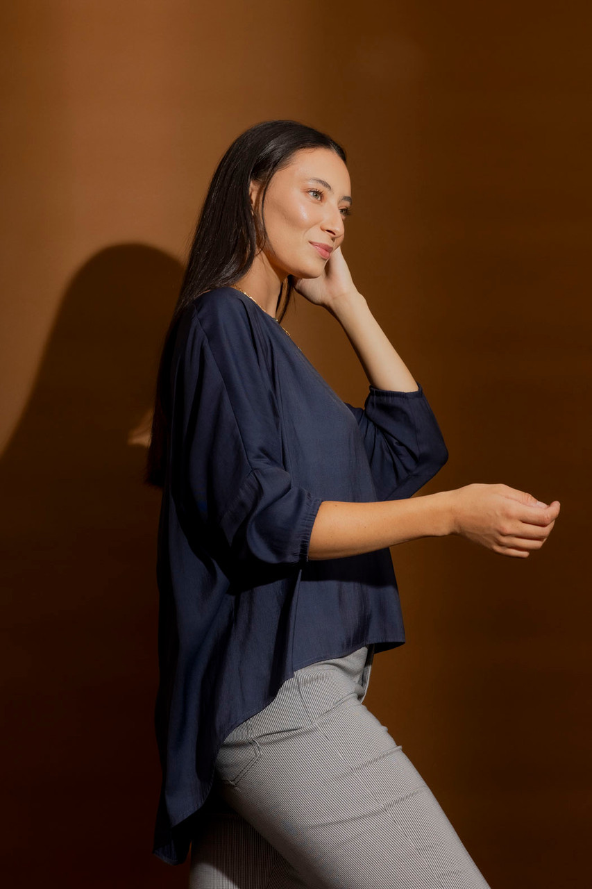 Navy Silky Hi-Lo Top | Buy Women's Hi-Lo Tops Online